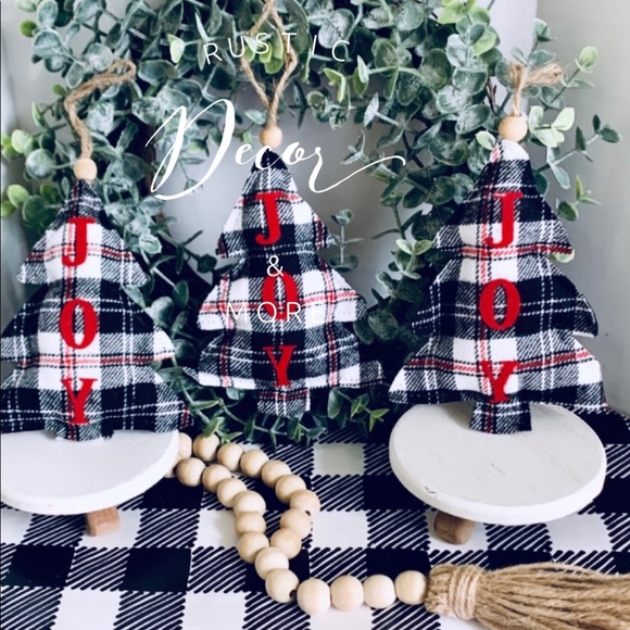 Holiday | Farmhouse Buffalo Plaid Ornaments Set Of 3 | Poshmark